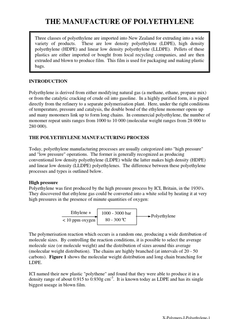 Polyethylene Manufacturing Processes Explained | PDF | Polyethylene ...