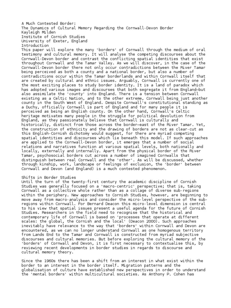 A Much Contested Border | PDF | Cornwall | Devon