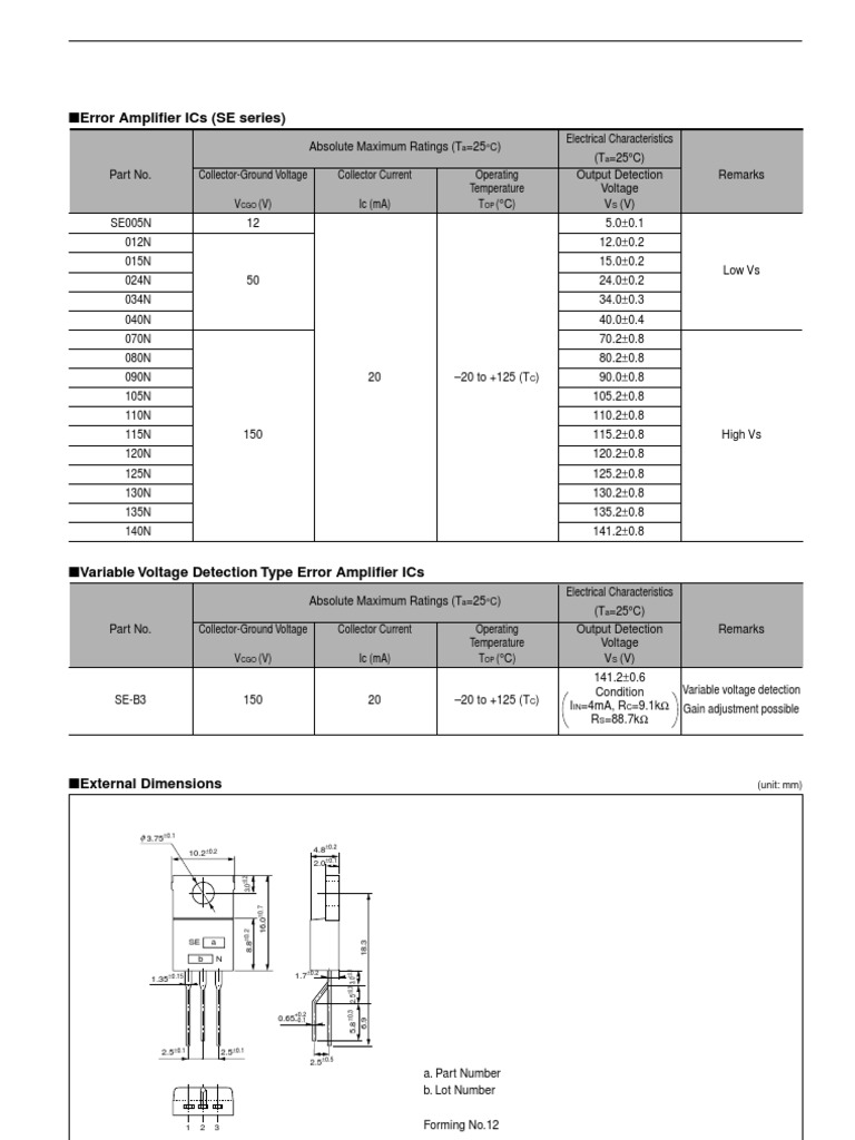 Error Amplifier Ics (Se Series) | PDF