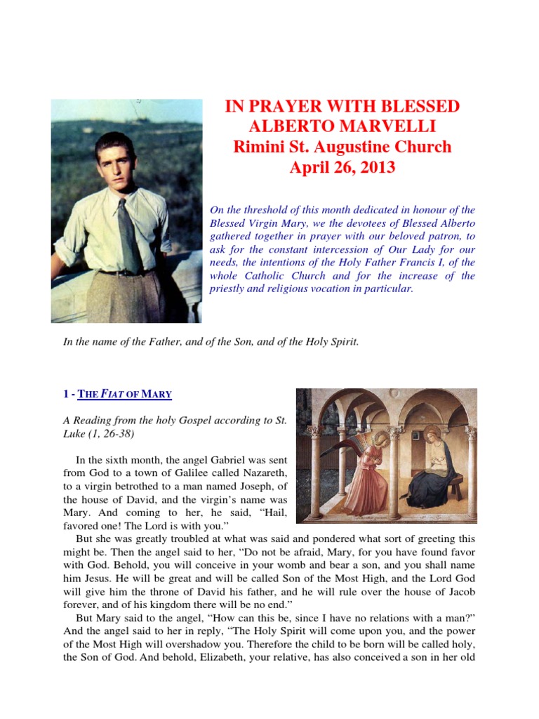 Prayer Gathering for Blessed Alberto Marvelli | PDF | Mary, Mother Of ...