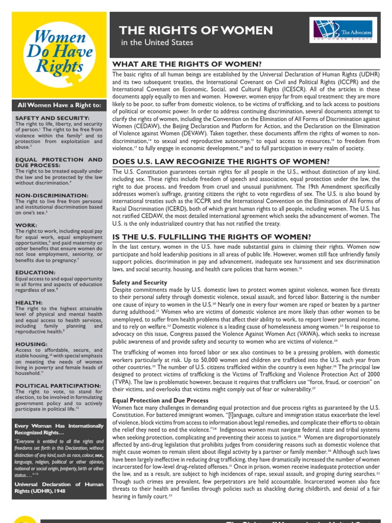 Women's Rights in the U.S. Explained | PDF | Women's Rights ...