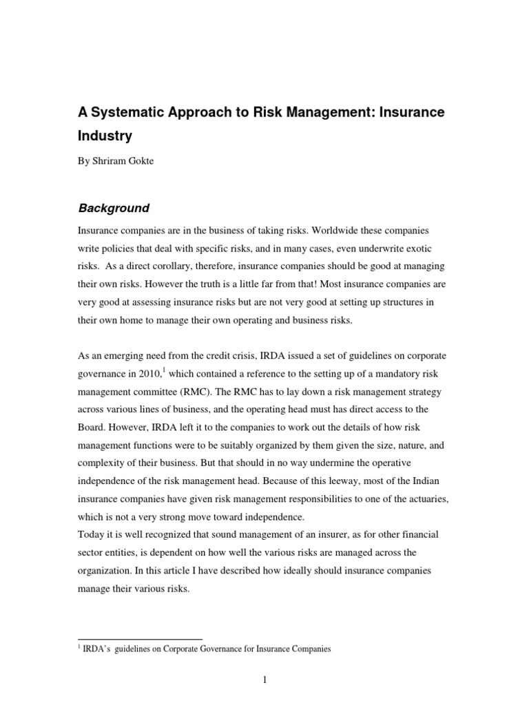 Risk Management in Insurance Industry | PDF | Credit Risk | Insurance