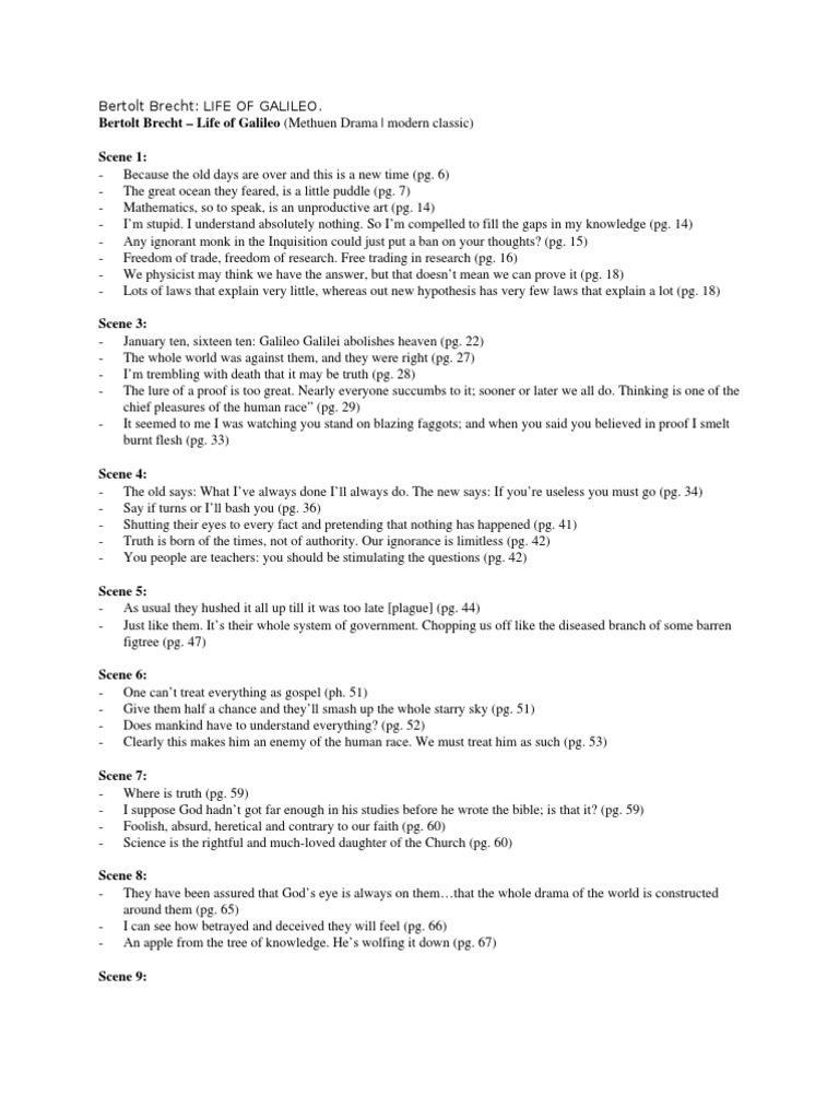 Life of Galileo Quotes | PDF | Galileo Galilei | Heliocentrism