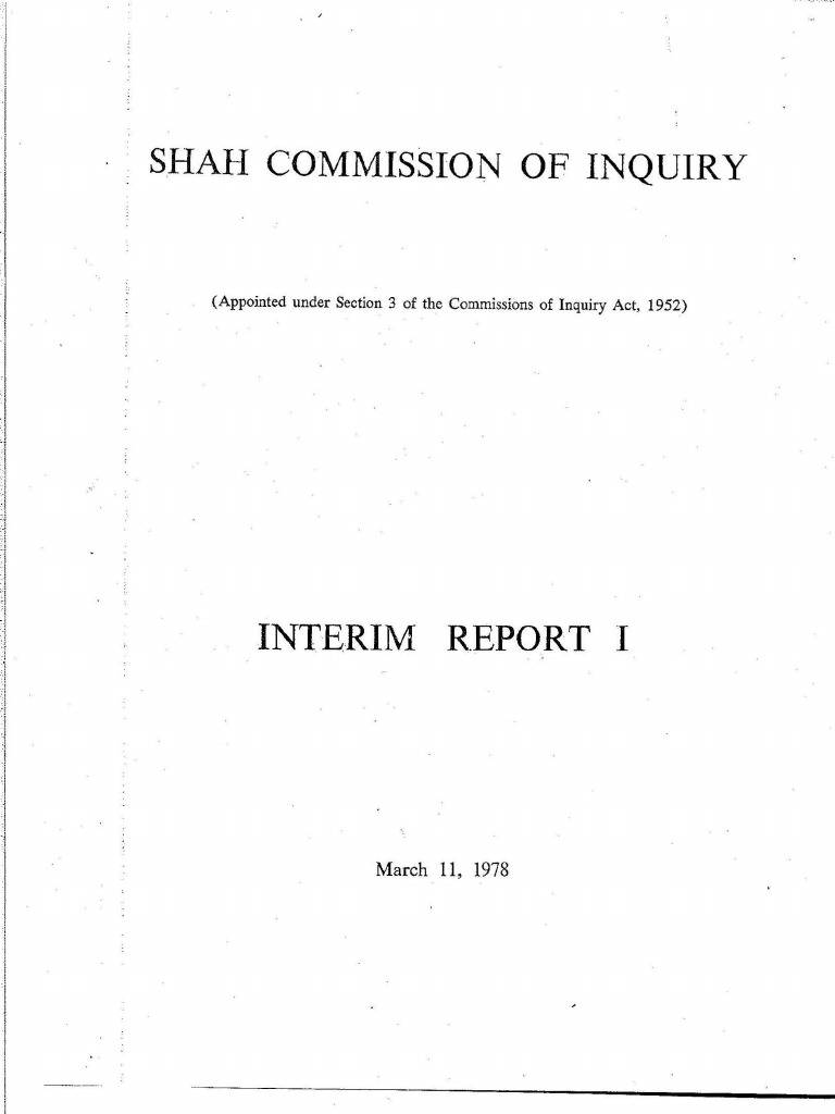Shah Commission of Inquiry - Interim Report I | PDF | Witness ...