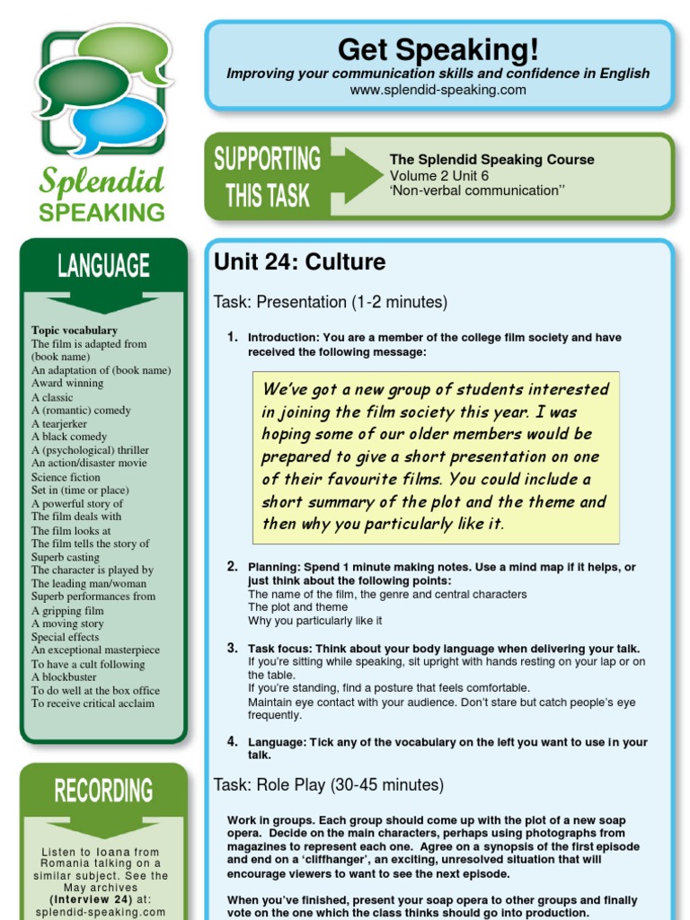 CAE Speaking 3 | PDF | Television Series | Creative Works