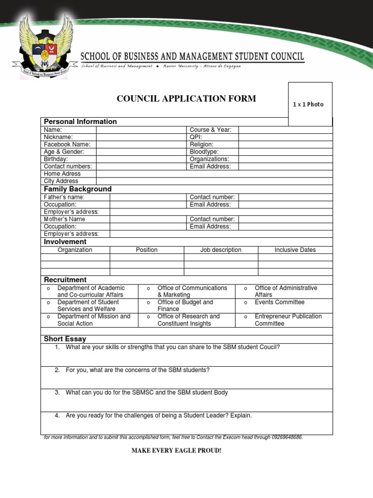 SBM Council Application Form Guide | PDF