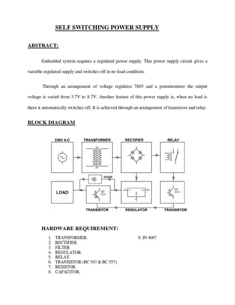 Self Switching Power Supply | PDF | Power Supply | Power (Physics)