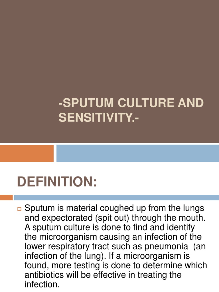 sputum Culture and Sensitivity | Infection | Public Health