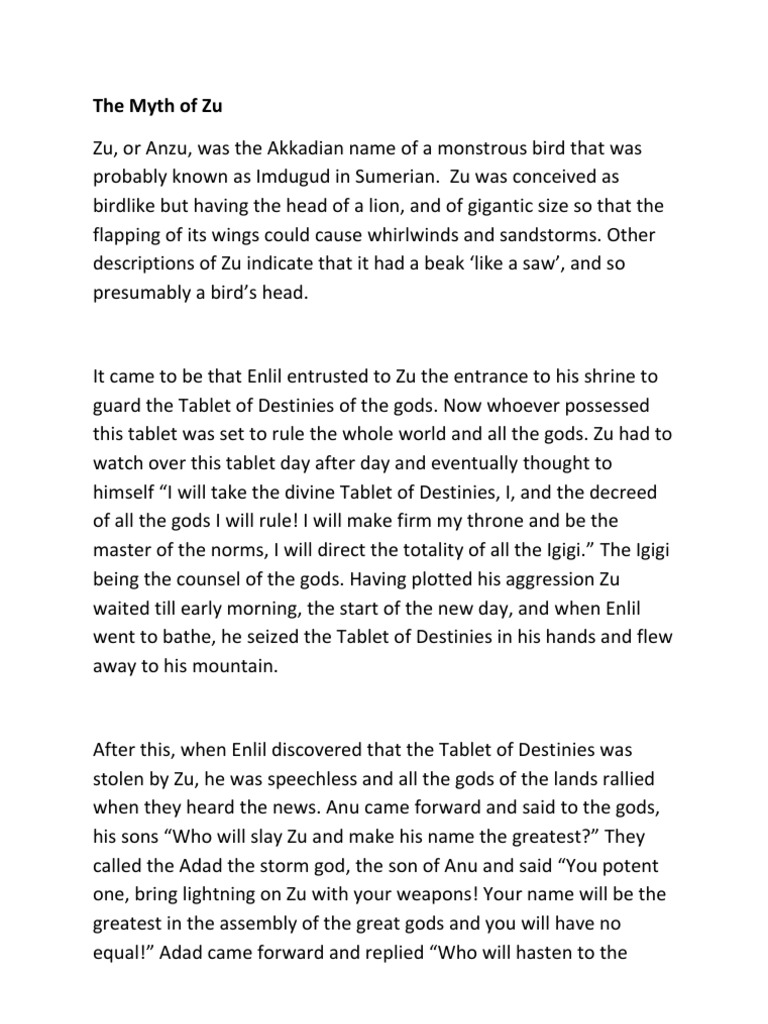 Myth of Zu | Ancient Near East Mythology | Mythology