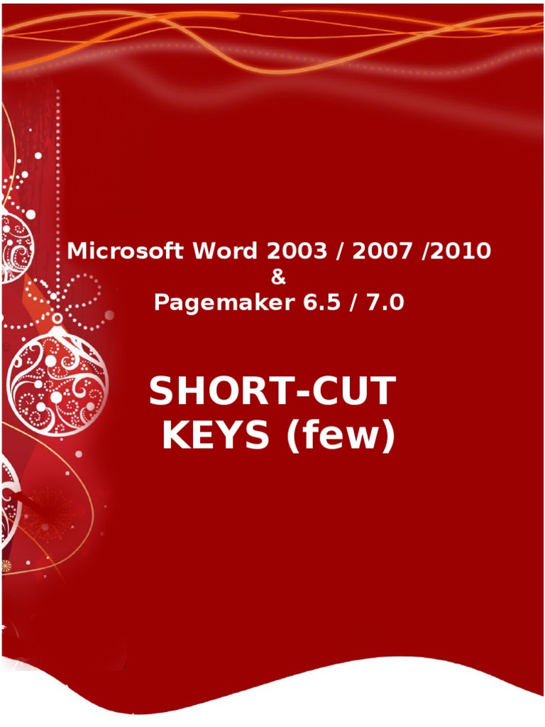Microsoft Word & Pagemaker 6.5 Shortcut-Keys (Mizo Version) | PDF ...