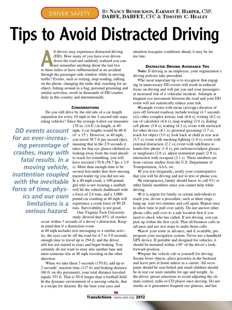 Distracted Driving Article | PDF | Traffic Collision | Driving
