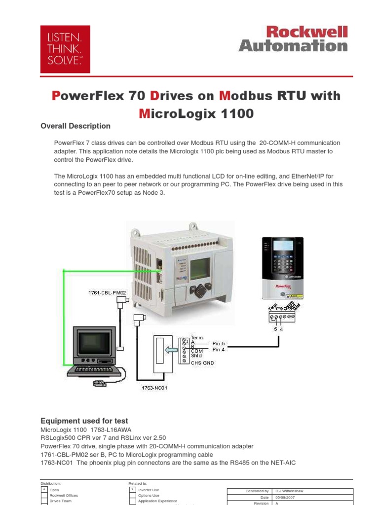 PowerFlex 70 With MicroLogix1100 on Modbus | Parameter (Computer ...