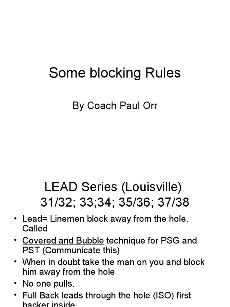 Blocking Rules | PDF | Sport Variants | Positions (Team Sports)