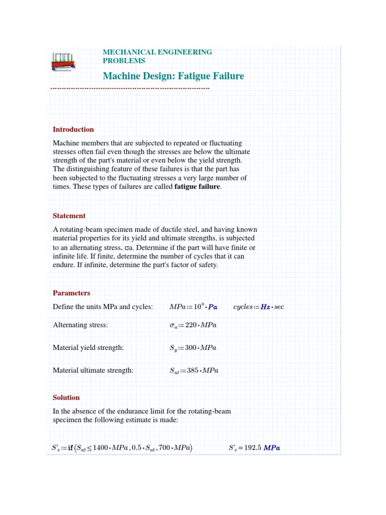 Machine Design: Fatigue Failure: Mechanical Engineering Problems | PDF
