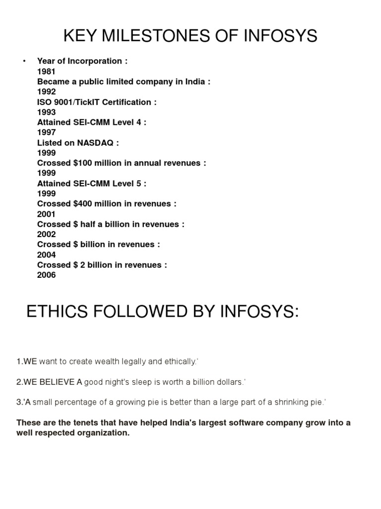 Key Milestones of Infosys | PDF