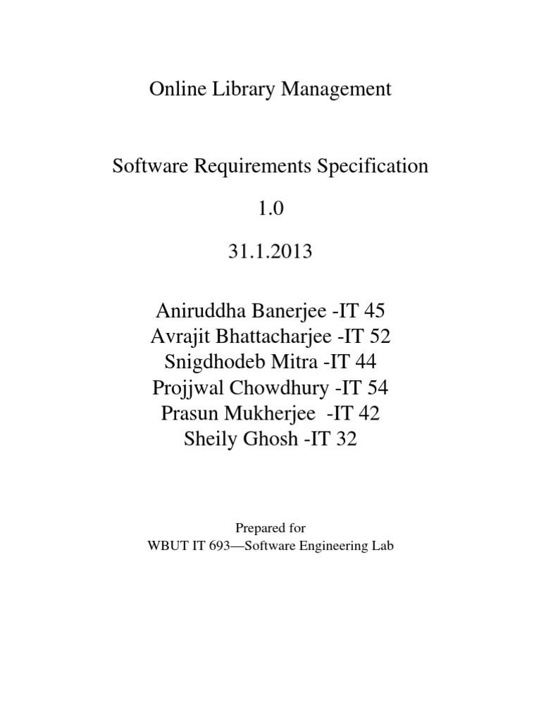 Srs of Online Library Management | PDF | Specification (Technical ...