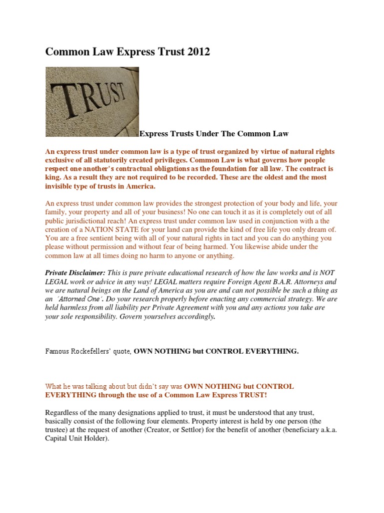 Common Law Express Trust 2012 | PDF | Law
