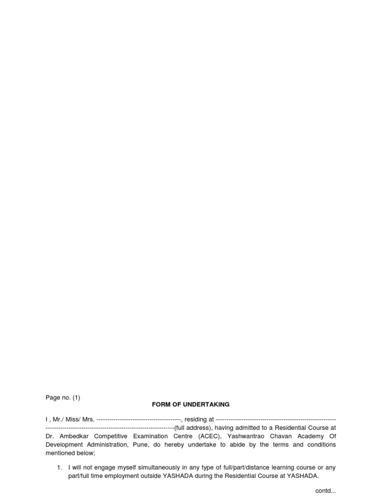 YASHADA Residential Course Undertaking | PDF | Government | Business