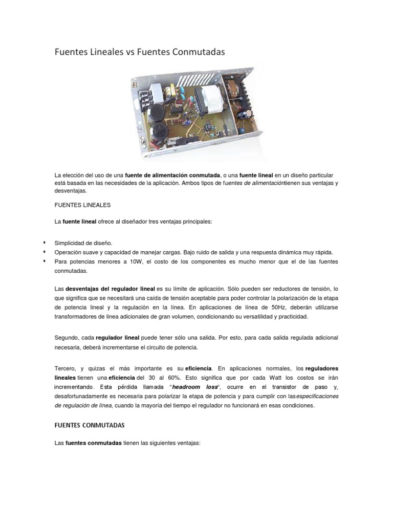 Fuentes Lineales Vs Fuentes Conmutadas | PDF | Transformador ...
