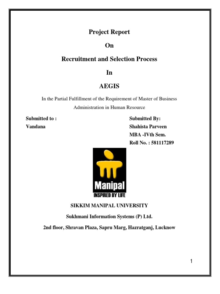 Project Report On Recruitment and Selection by AEGIS | PDF ...