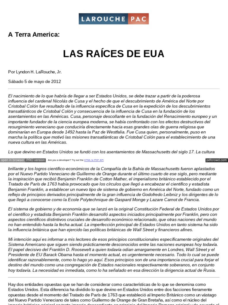Espanol Larouchepac Com Terra America | PDF | Los Estados Unidos ...