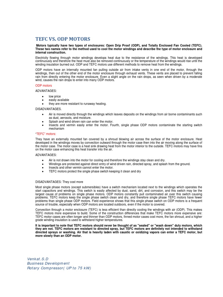 TEFC VS ODP MOTOR ENCLOSURES | PDF | Mechanical Fan | Switch