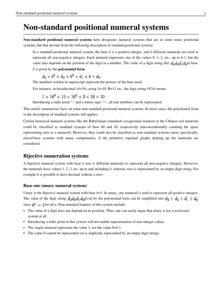 Non-Standard Positional Number Systems | PDF | Encodings | Lexicology