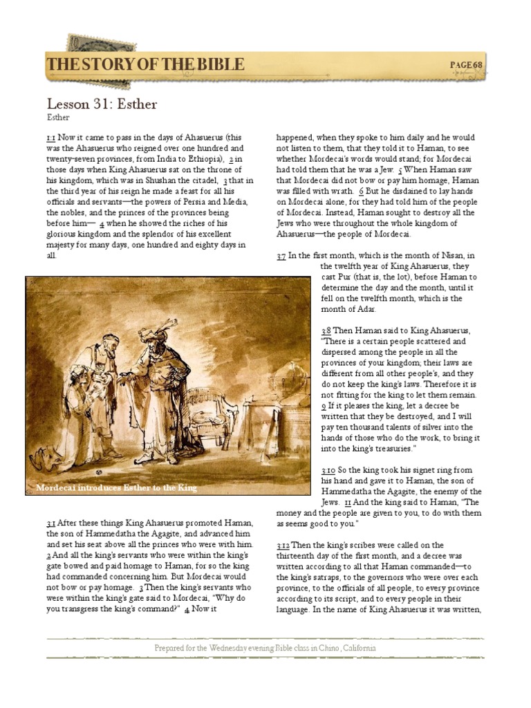 The Story of The Bible: Lesson 31: Esther | PDF | Esther | Hebrew ...