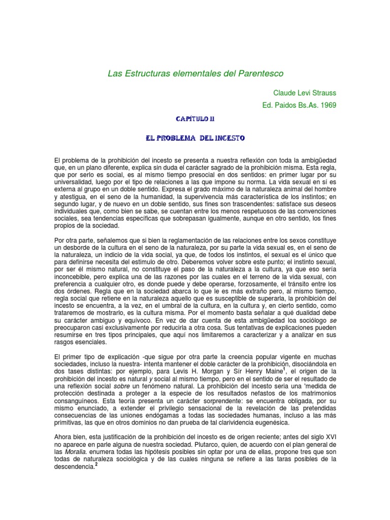 Levi-Strauss - El Problema Del Incesto | PDF | Incesto | Emile Durkheim