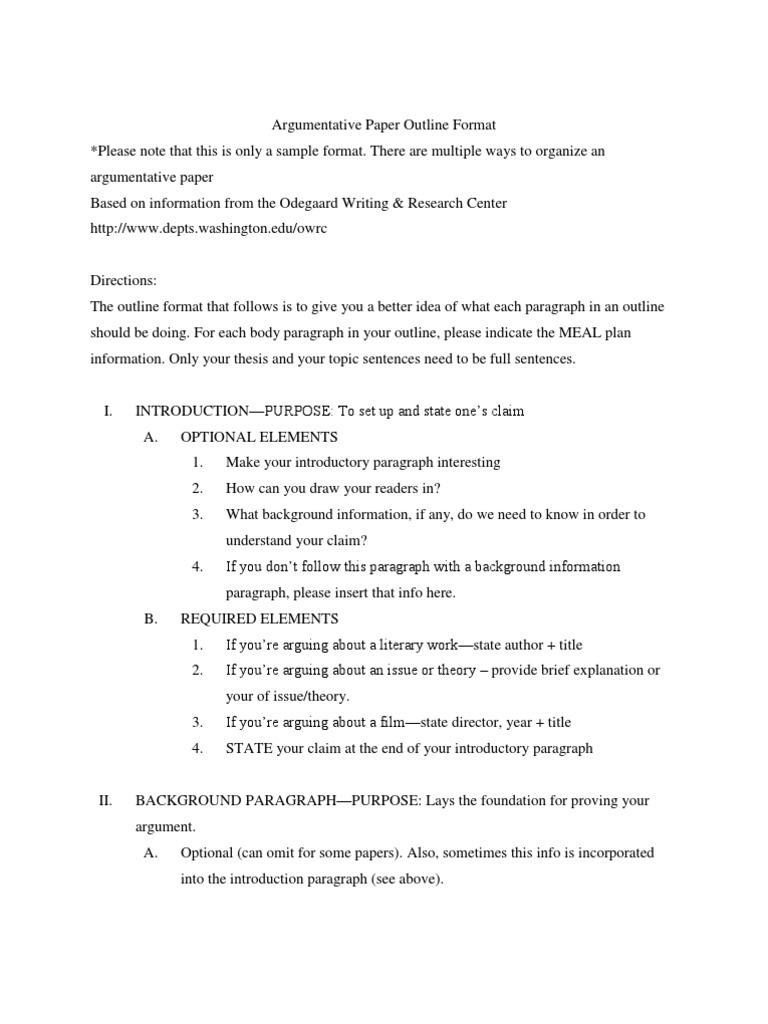 Argumentative Essay Outline Guide | PDF | Paragraph | Essays