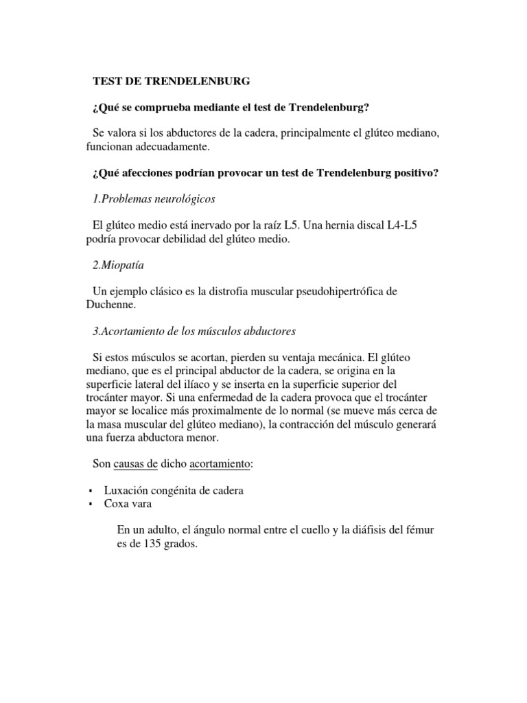 Test de Trendelenburg | PDF | Osteoartritis | Pelvis