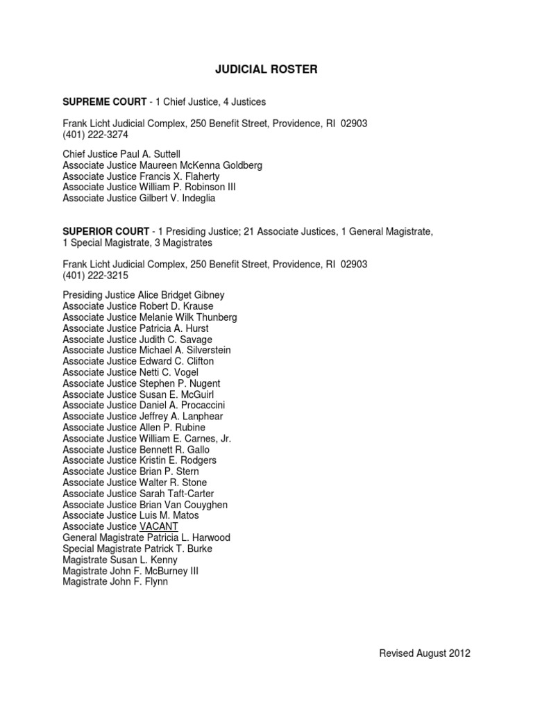 1111judicial Roster | PDF | Associate Justice Of The Supreme Court Of ...