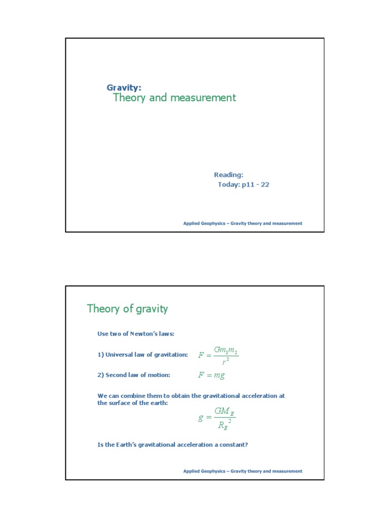 Applied Geophysics - Gravity Theory and Measurement | PDF | Geophysics ...