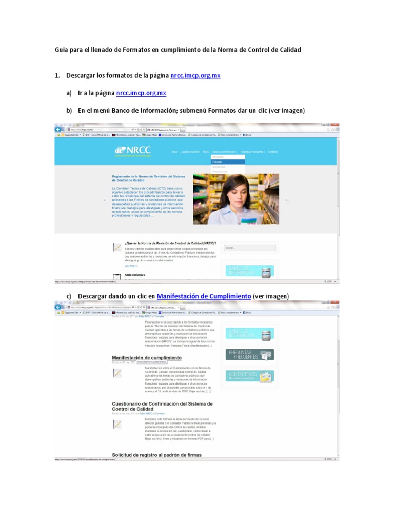 Guía para El Llenado de Formatos en Cumplimiento de La Norma de Control de Calidad | PDF ...