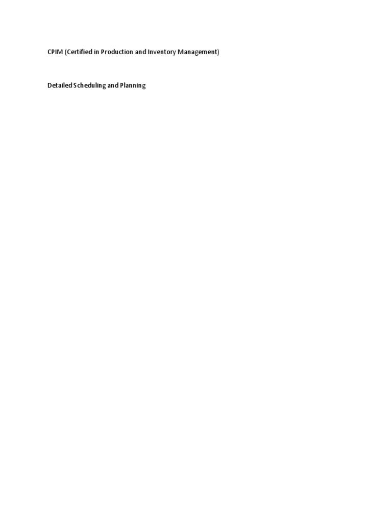 CPIM (Certified in Production and Inventory Management) | PDF ...