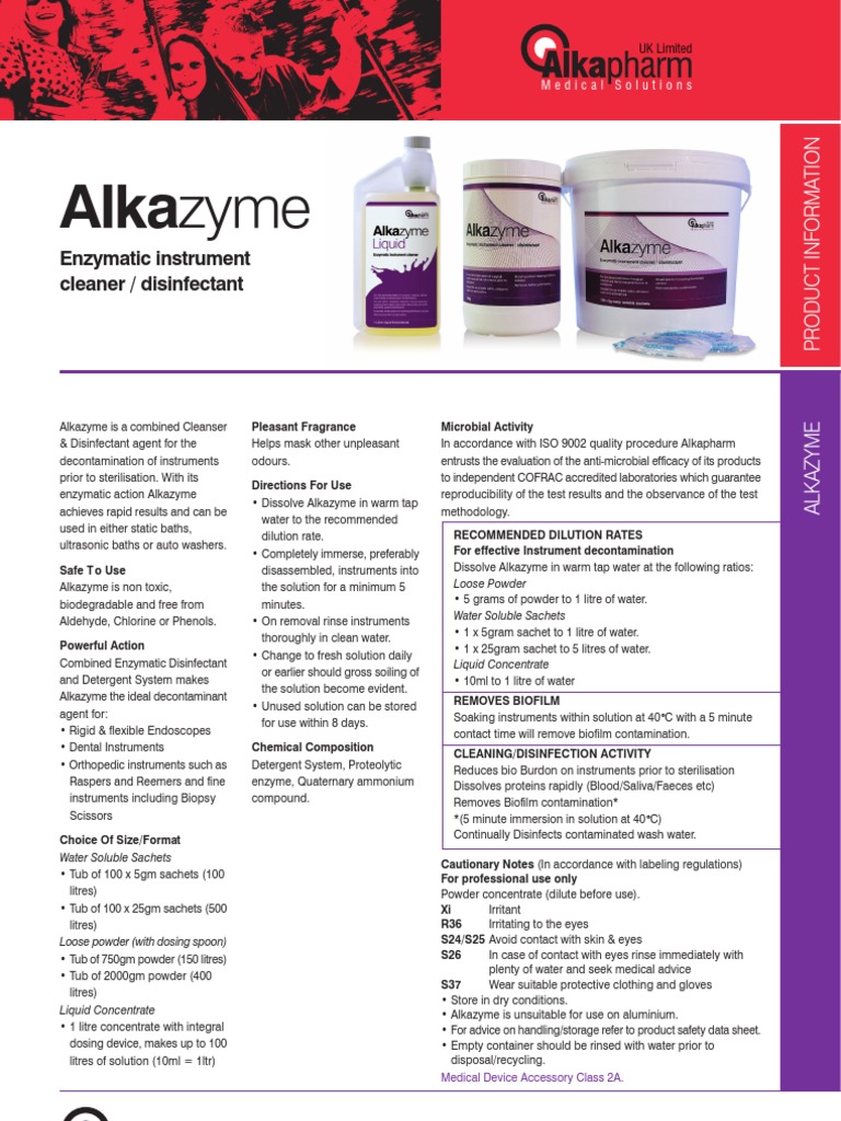 Informacion Alkazime Eng | PDF | Disinfectant | Solution