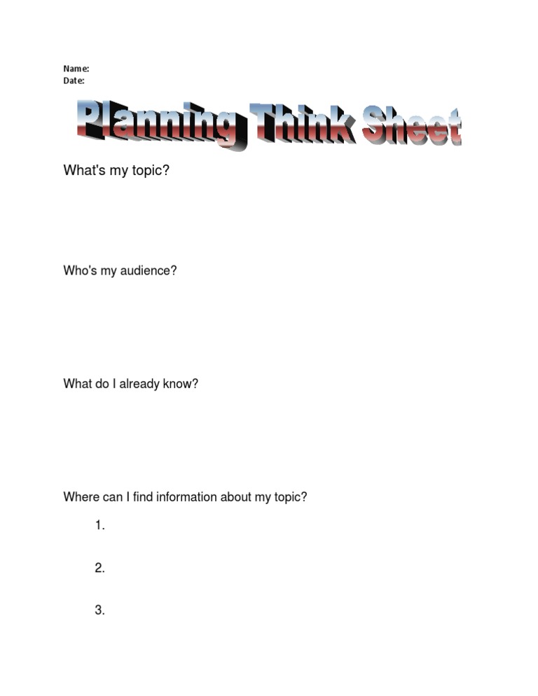 Research Planning Worksheet | PDF