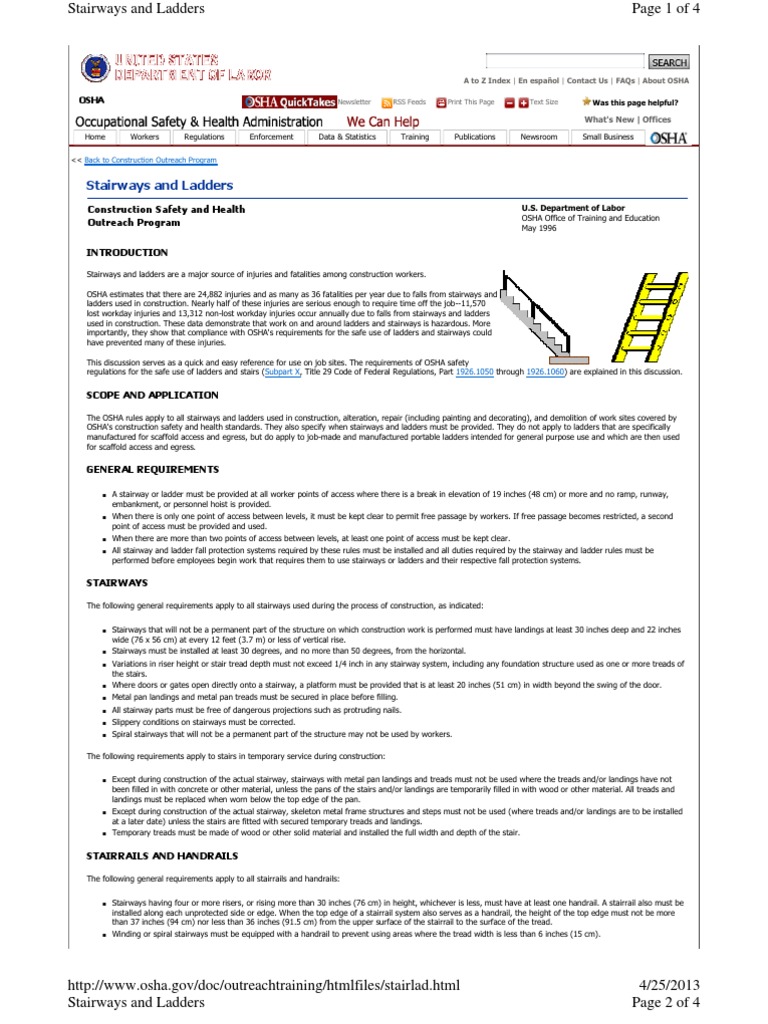 OSHA Stairways and Ladder Requirements 2013-04-24 PDF | PDF | Stairs ...