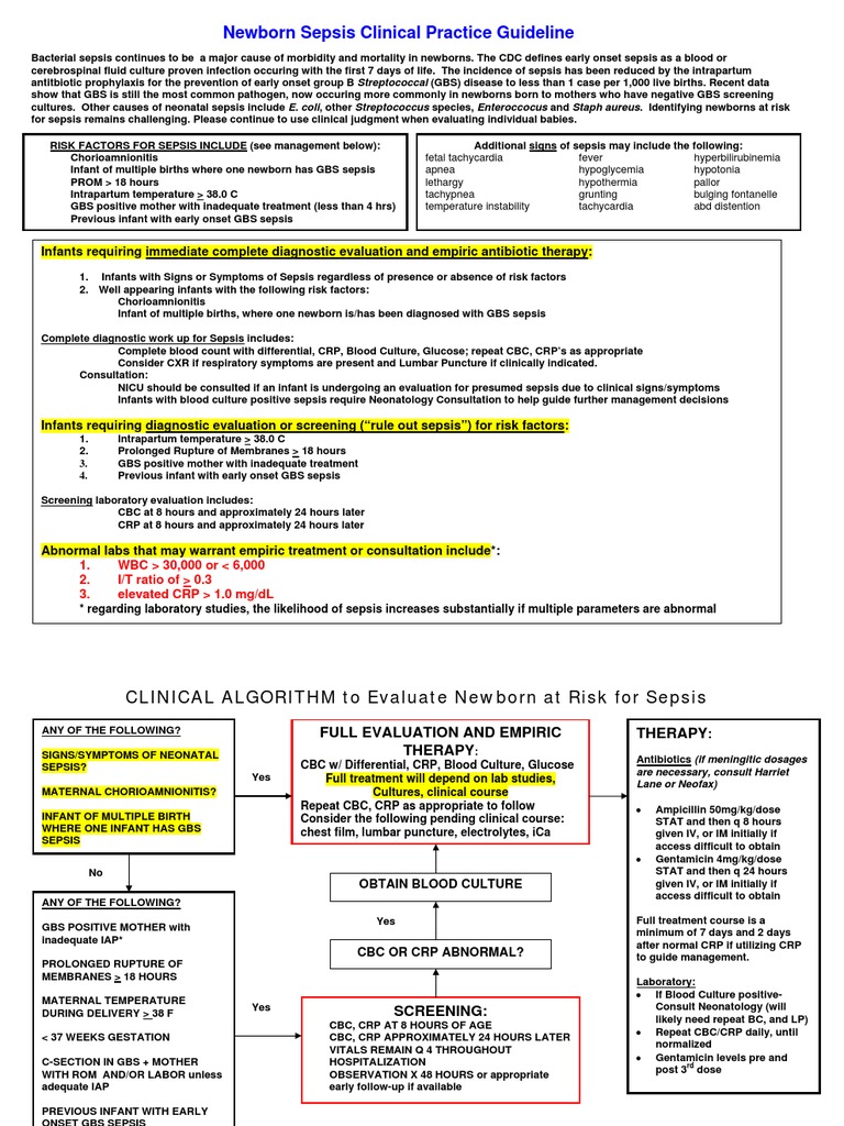 Newborn Sepsis Clinical Practice Guideline | PDF | Sepsis | Diseases ...