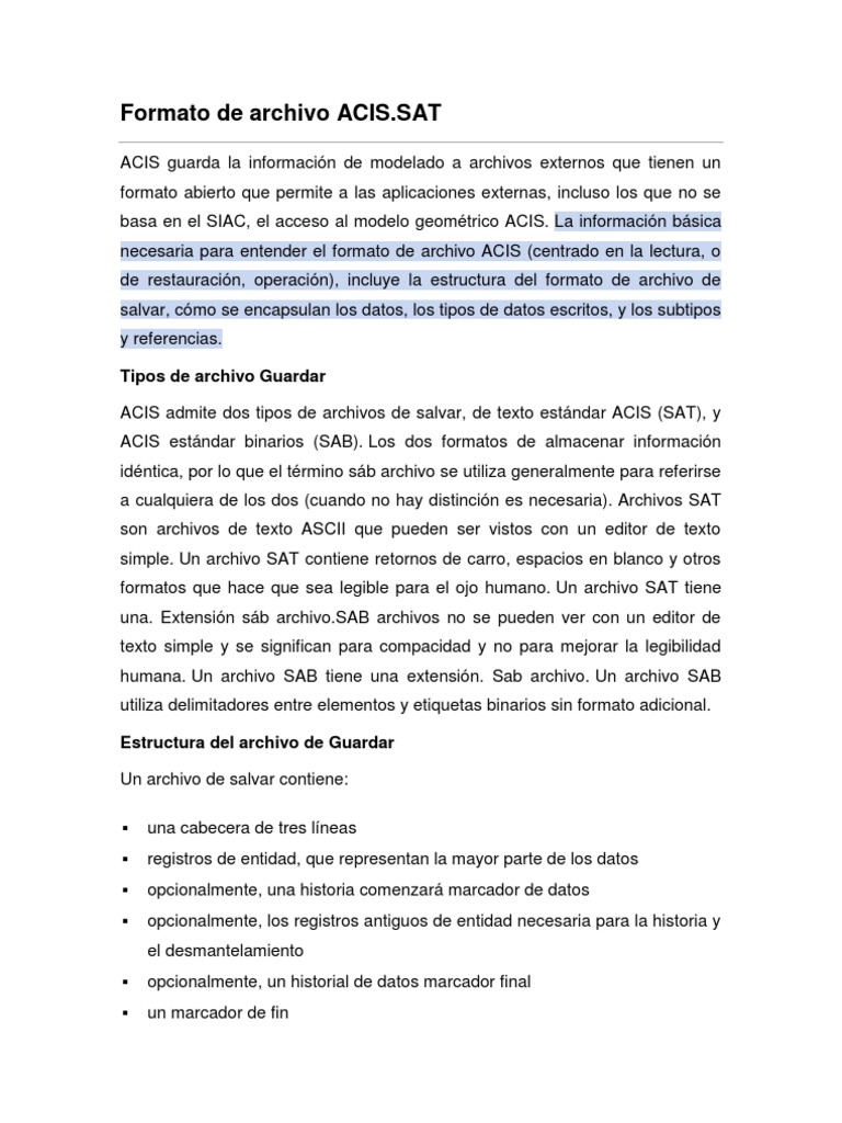 Formato de Archivo ACIS | PDF | Archivo de computadora | Datos de ...