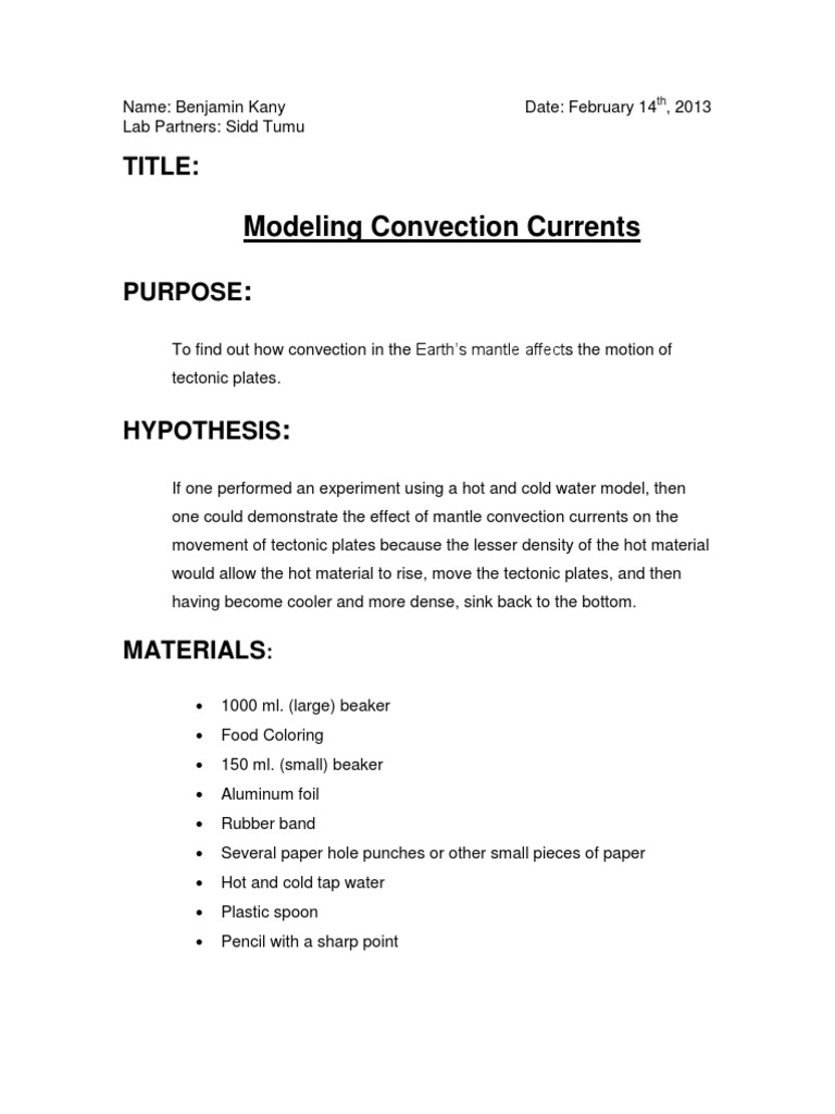 BFK - Modeling Convection Currents Lab Report | PDF | Plate Tectonics ...