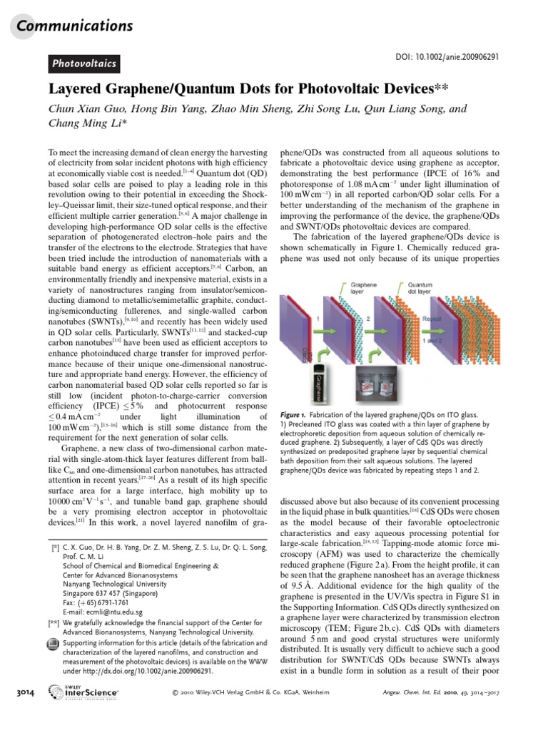 Quantum Dots For Photovoltaic | PDF | Carbon Nanotube | Graphene