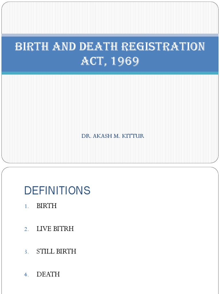 Birth and Death Registration Overview | PDF | Death Certificate | Birth ...