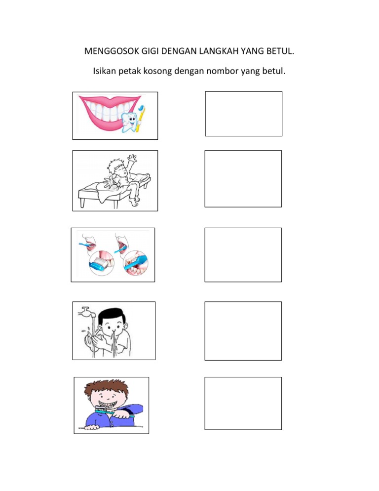 Lembaran Kerja Menggosok Gigi Dengan Langkah Yang Betul | PDF