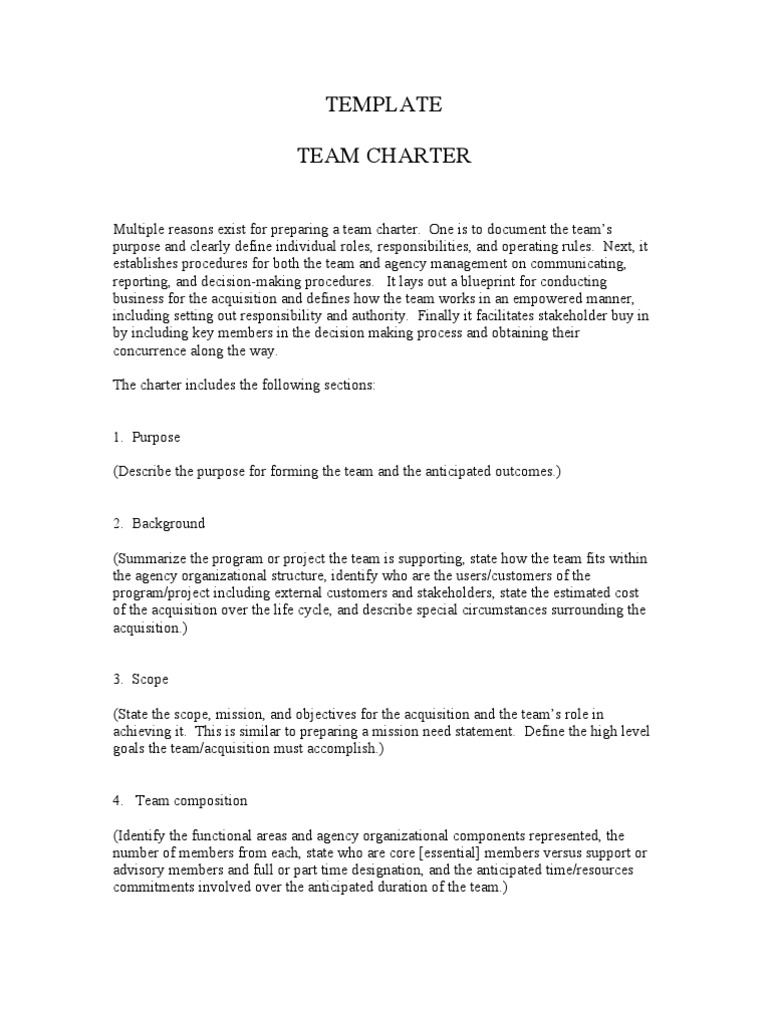Generic Team Charter Template | PDF
