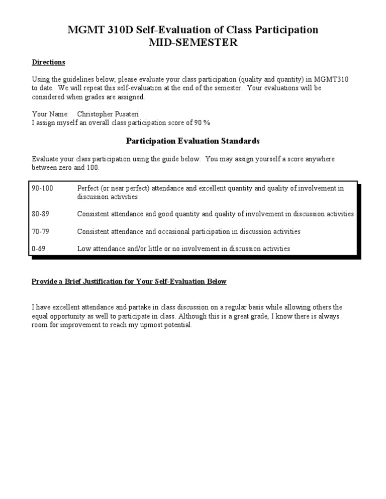 MidSemester Participation T TH | PDF