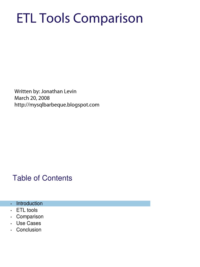 Informatica Pentaho Etl Tools Comparison | PDF | Business Intelligence ...