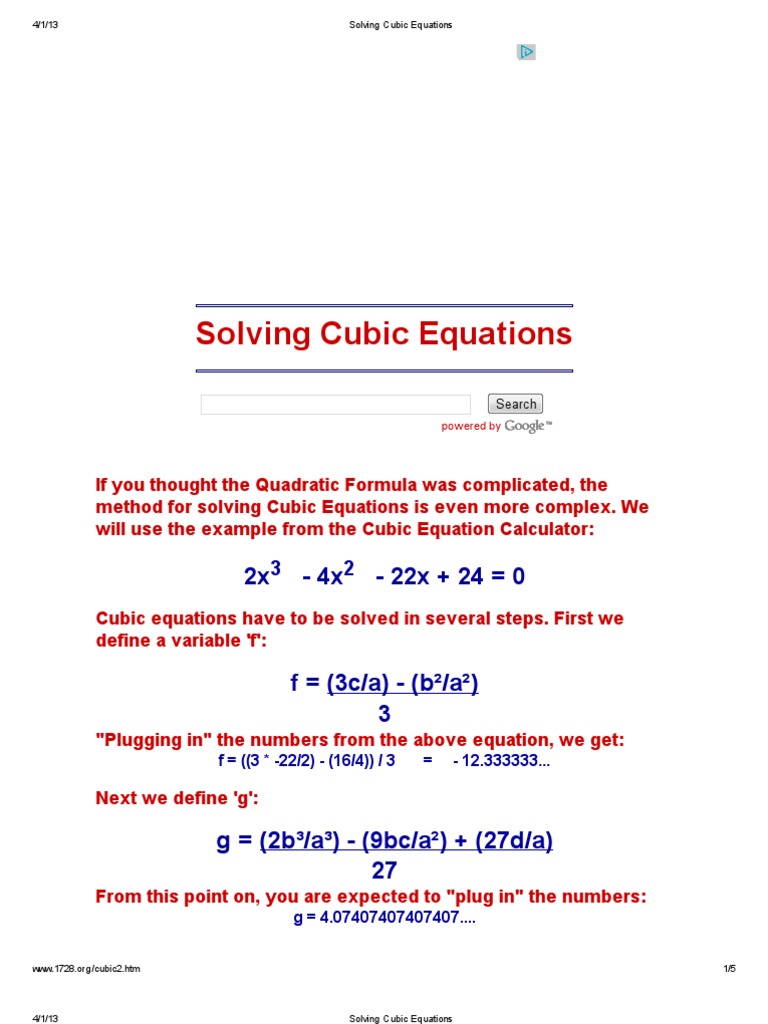 Solving Cubic Equations | Equations | Trigonometric Functions