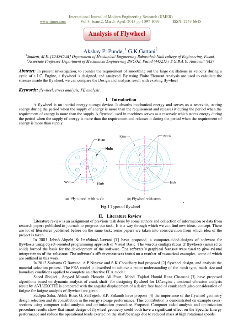 Analysis of Flywheel: Akshay P. Punde, G.K.Gattani | PDF | Science ...