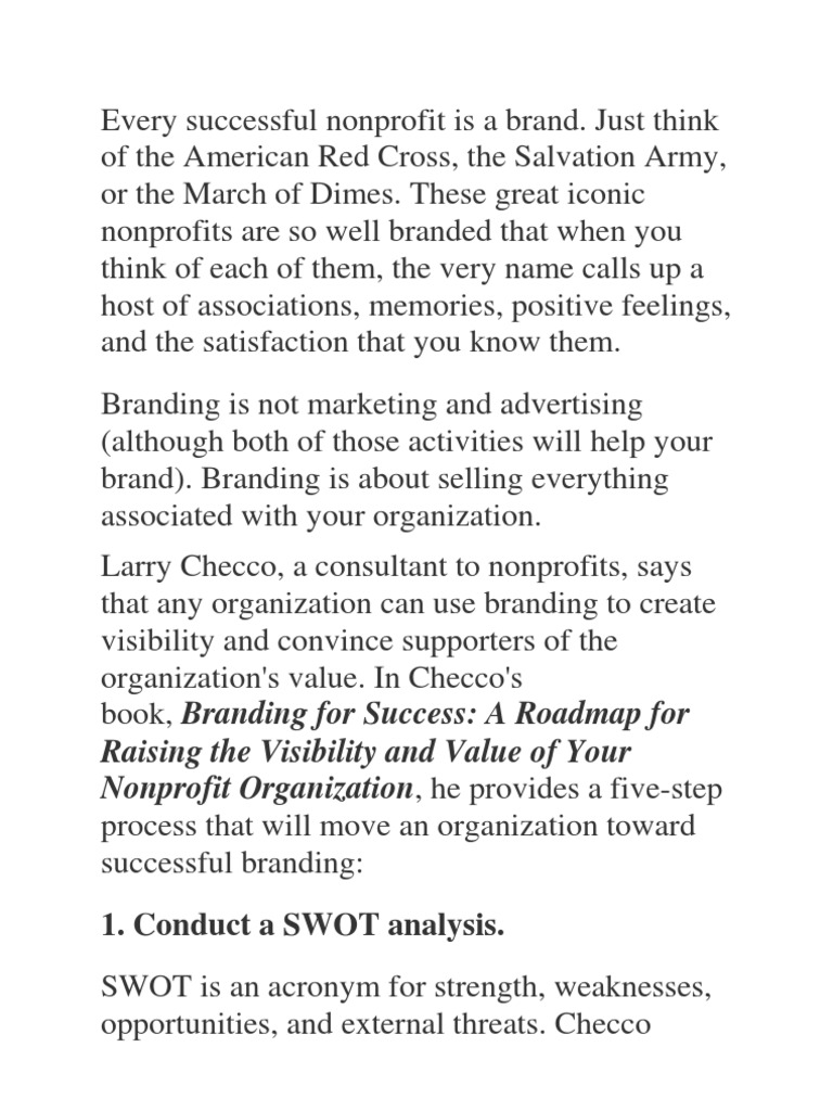 Every Successful Nonprofit Org | PDF | Nonprofit Organization | Swot ...